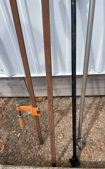 Set of Bar Clamps and Two Metal Tools with Rods - Metzger Property ...