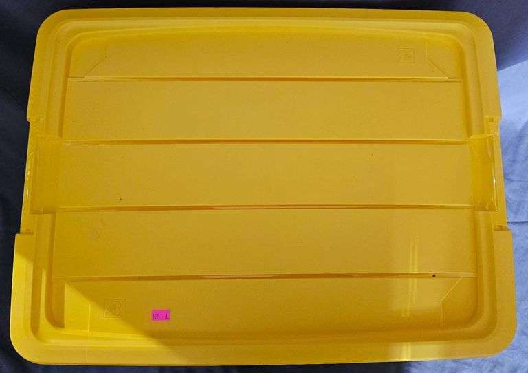 Set of 5 Black Storage Bins with Yellow Snap-On Lids (21″ x 16″ x 12 ...