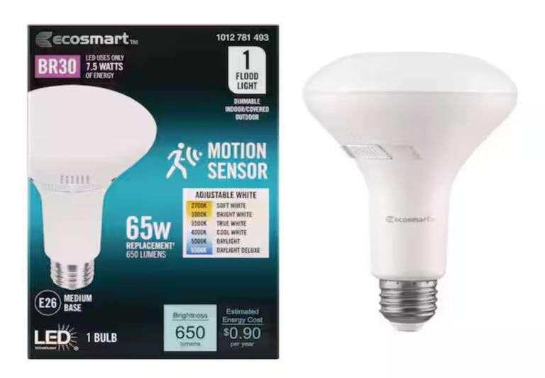 65-Watt Equivalent BR30 Dimmable Motion Sensor LED Flood Light Bulb ...