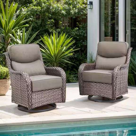 Crescent Moon Swivel Wicker Outdoor Rocking Chair with Cushion Guard ...