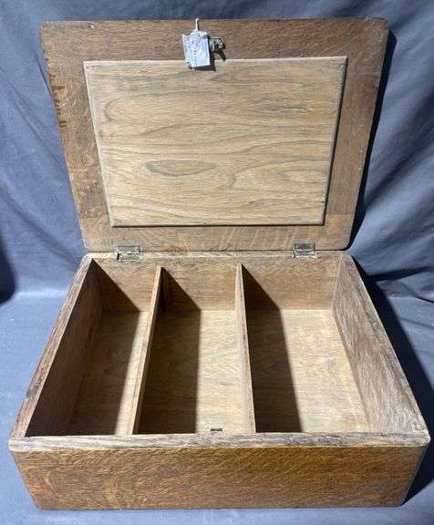 Hinged Wood Case with Keyhole, Compartments and Mirrored Door 16”x12”x6 ...