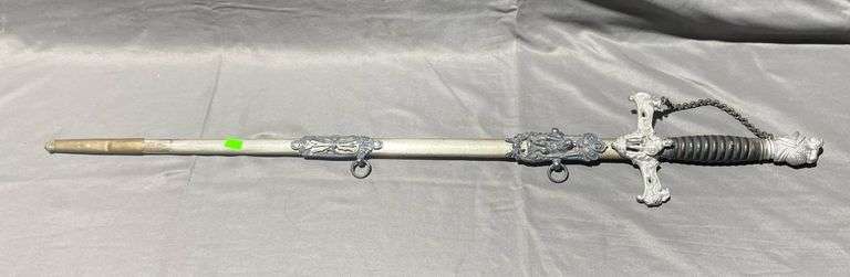 Metal Sword with Scabbard, Intricate Hilt and Chain Guard - Metzger ...