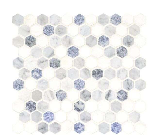 MSI Azula 1 in. Hexagon 12 in. x 12 in. x 0.38 in. Polished Marble Mesh ...