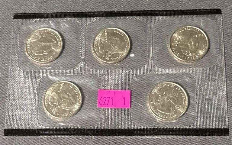 Set of Five U.S. Quarters in Protective Plastic Sleeves - Metzger ...