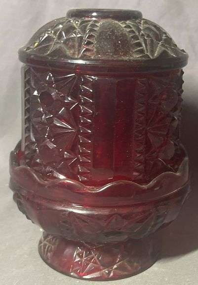 Ruby Red Glass Fairy Lamp with Star Pattern - Metzger Property Services ...