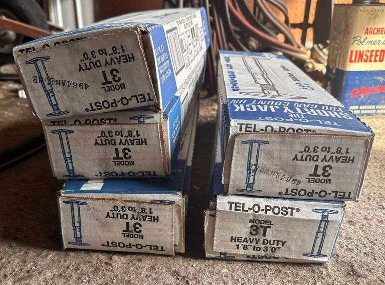 Set of 5 Tel-O-Post Heavy Duty Adjustable Floor Jacks, Model 3T ...