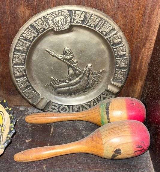 Bolivian Artifacts and Musical Instruments Including Pan Flute, Pottery ...