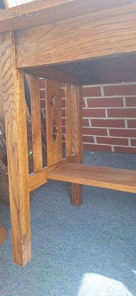 Mission-Style Oak Table with Shelf, 36x24x28in - Metzger Property ...