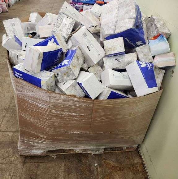 Pallet of Packaged Facial Tissues with Some Damaged Boxes - Metzger ...