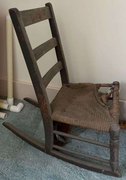 Ladder Back Rocking Chair with Woven Seat - Metzger Property Services, LLC
