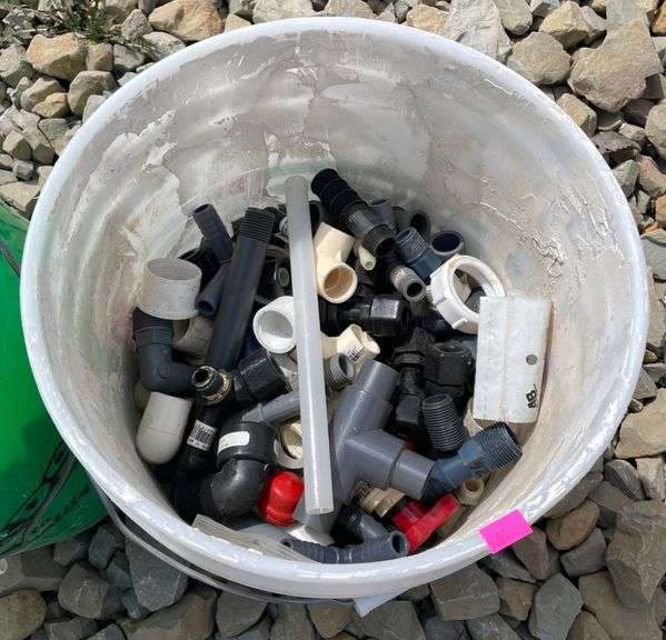 Two Buckets Containing PVC and Plastic Pipe Fittings - Metzger Property ...