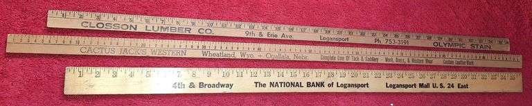 Three Printed Measuring Yardsticks with Advertising Text - Metzger ...
