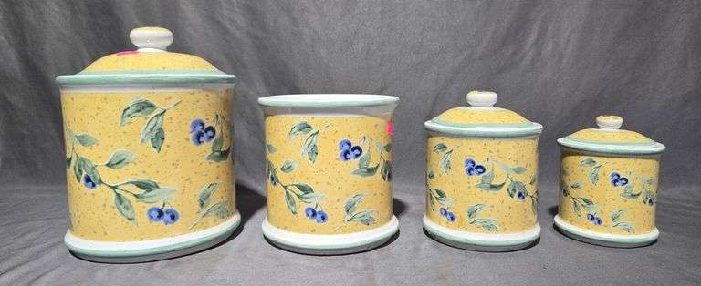 Set of 4 Jay Import Company Ceramic Canisters with Blueberry Design ...