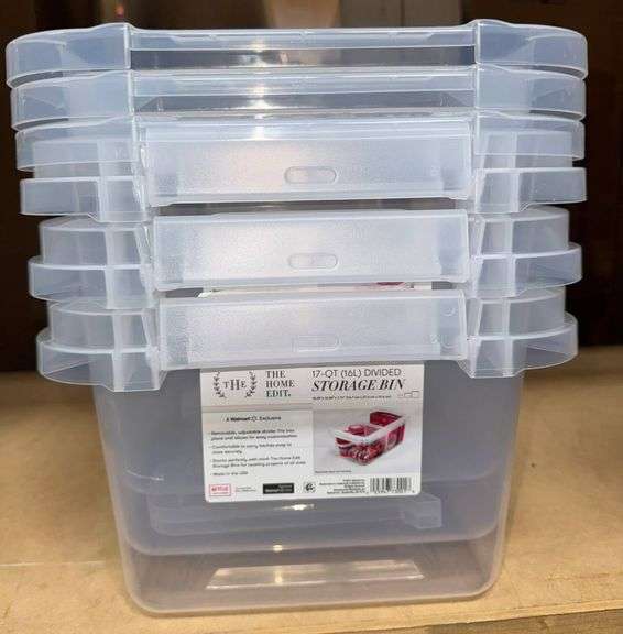3 Clear Plastic Storage Bins with Dividers - Metzger Property Services, LLC