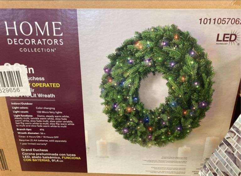 36” Grand Duchess Battery Operated LED Wreath - Metzger Property ...