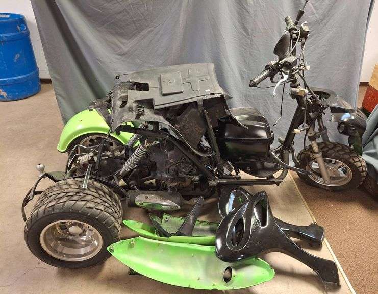 Motorized Scooter Frame With Black and Green Body Panels - Metzger ...