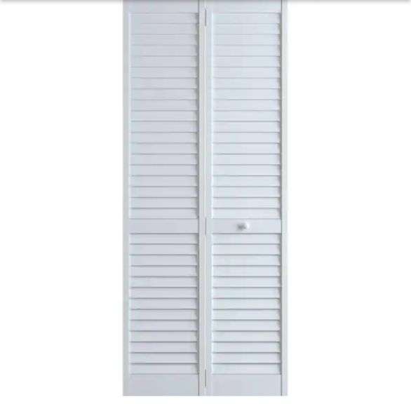 Veranda 36 in. x 80 in. Louver Pine White Plantation Interior Closet Bi ...