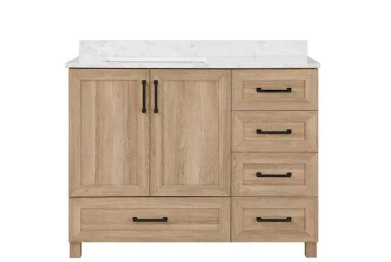 Glacier Bay Tobana 42 in. Single Sink Weathered Tan Bath Vanity with ...