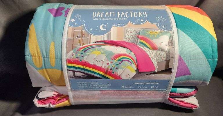 Dream Factory Twin Bed Set with Rainbow and Cloud Design - Metzger ...
