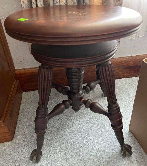 Round Adjustable Stool with Claw Feet and Glass Ball Casters - Metzger ...