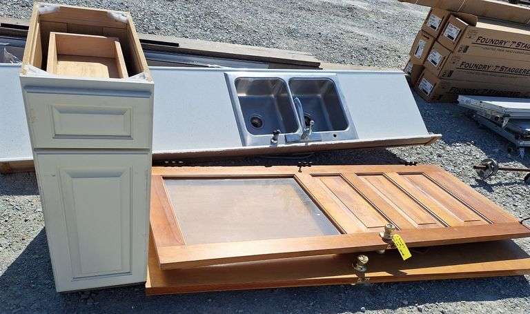 2 wood doors , sink and counter, base cabinet - Metzger Property ...