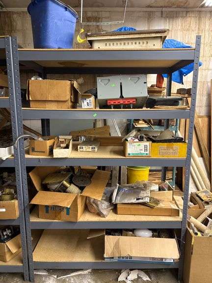 Metal Storage Shelving Unit With Electrical and Hardware Components ...
