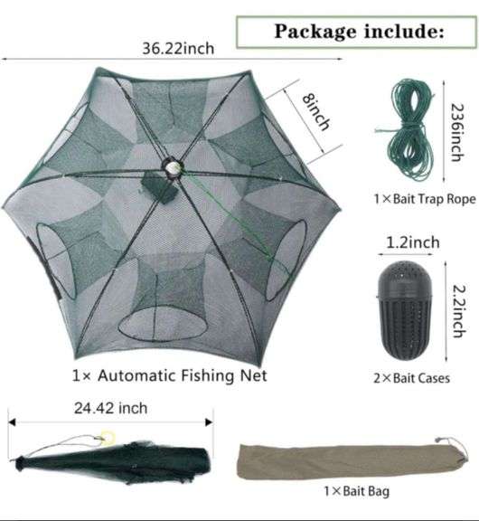 SHWMQJ Fishing Bait Trap,Crab Trap Minnow Trap Crawfish Trap Lobster Shrimp Collapsible Cast Net ...