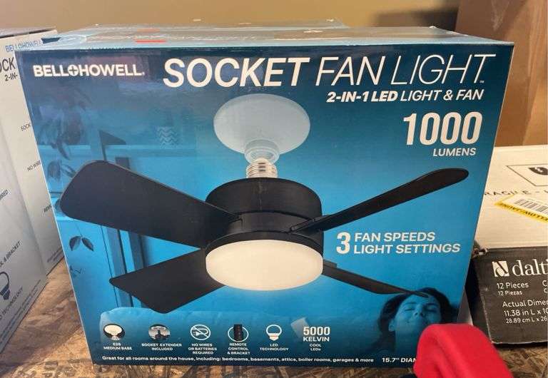 Bell + Howell 15.7 in. Indoor Matte Black LED Socket Ceiling Fan with ...