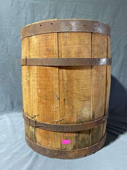 Slatted Barrel with Metal Hoops - Metzger Property Services, LLC