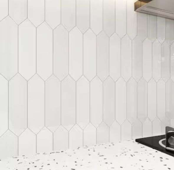 Giorbello Glossy Ceramic Picket Hexagon Subway 3 in. x 12 in. x 10 mm ...