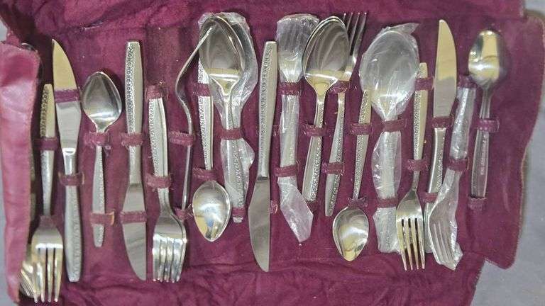 Stainless Steel Flatware Set by Imperial International in Roll-Up Case ...