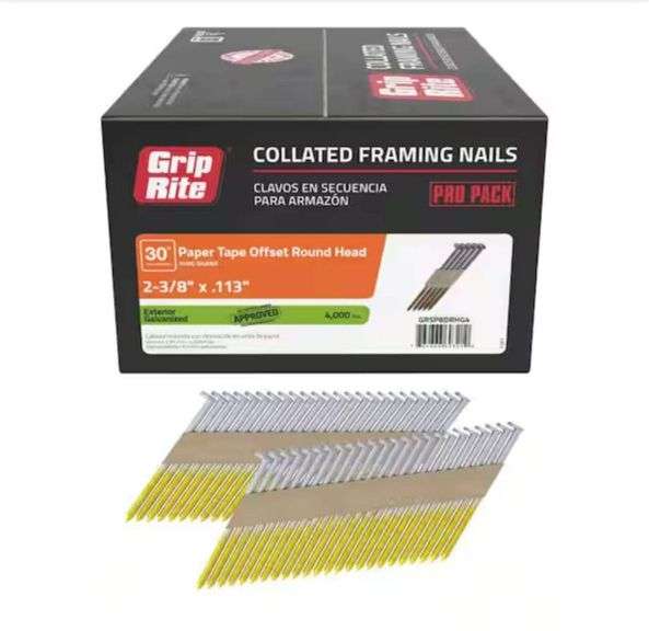 Grip Rite 2-3/8 in. x 0.113 in. 30° Paper Collated Exterior Galvanized ...