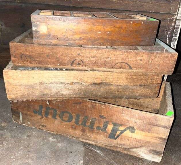 Set of Four Wood Storage Boxes with Compartments - Metzger Property ...