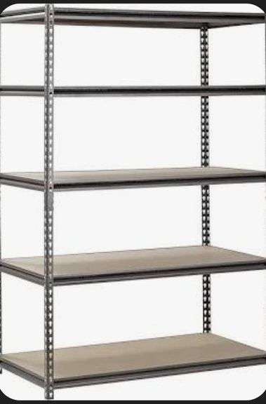 Muscle Rack 5-Shelf Steel Storage Unit with Particle Board Shelves ...
