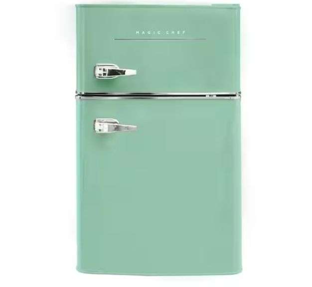Magic Chef Retro 3.2 cu. ft. 2-Door Mini Fridge in Mint Green - Metzger ...