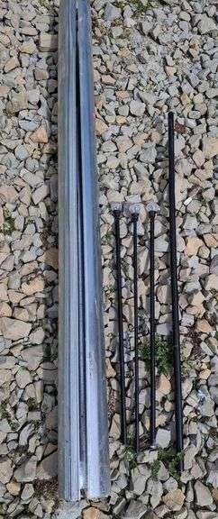 Metal Poles and Rods with Threaded Caps & 4 – Metal Duct Work Pieces ...