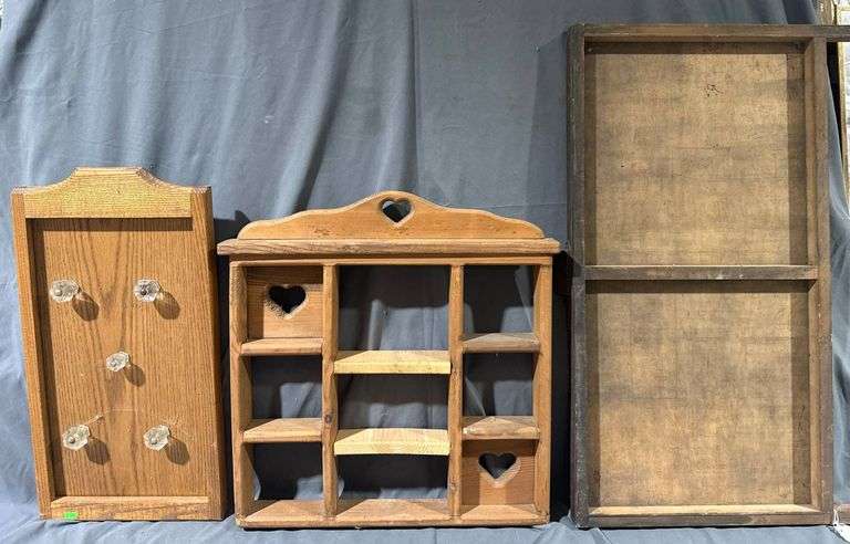 Hamilton Mfg Co. Drawer, Wall Shelf with Heart Cutouts and Wood Rack ...