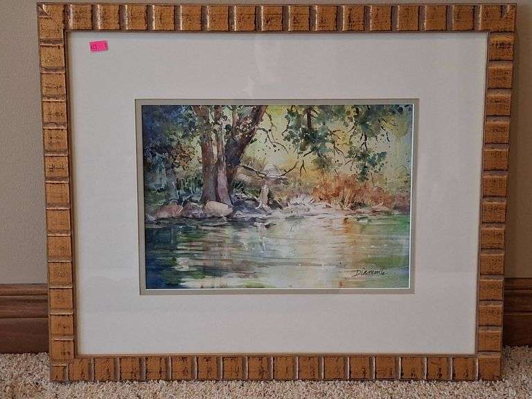 Framed Watercolor Landscape by Lynn Diamonte - Metzger Property ...