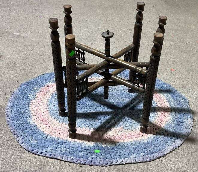 Braided Oval Rug and Carved Stand - Metzger Property Services, LLC