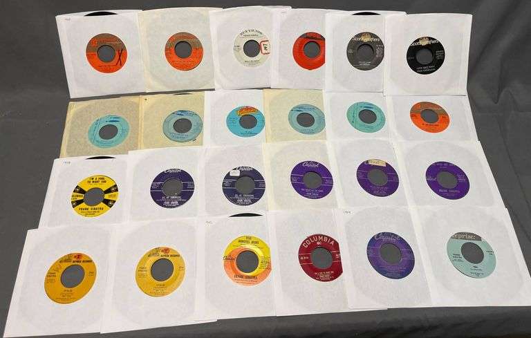 45 RPM Vinyl Records with Sleeves Including Columbia & Capitol ...