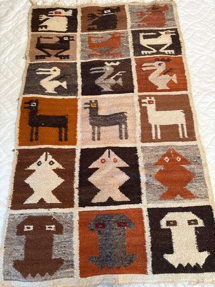 Handwoven Textile with Geometric Animal Motifs, 26.5”x43.5” - Metzger ...