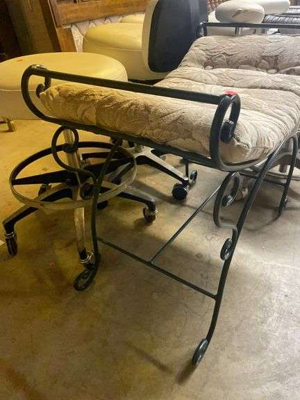 Metal Wrought Iron Bench with Cushion 24”x 30” - Metzger Property ...
