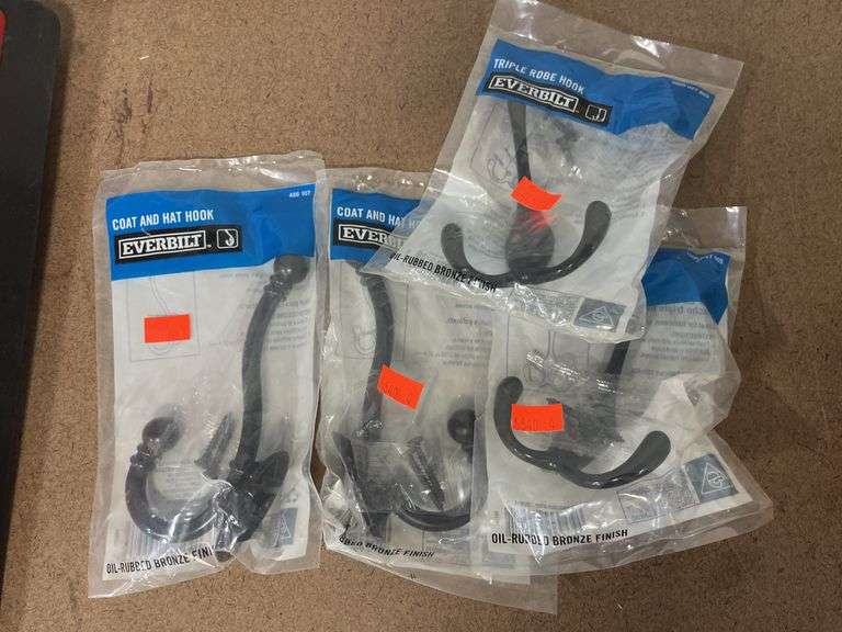 4-Everbilt Coat and hat Hook with triple Robe Hook, Oil- Ribbed Bronze ...