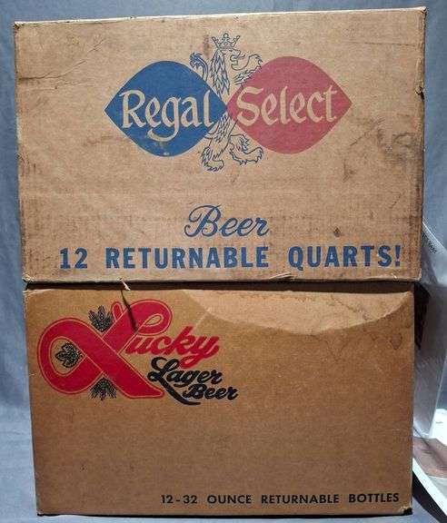 Two Beer Returnable Bottle Shipping Boxes: Regal Select and Lucky Lager ...