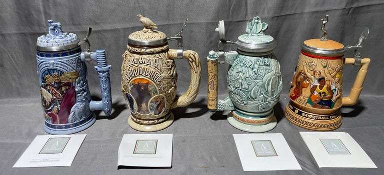 Four Avon Collectible Ceramic Beer Steins with Original Boxes - Metzger ...