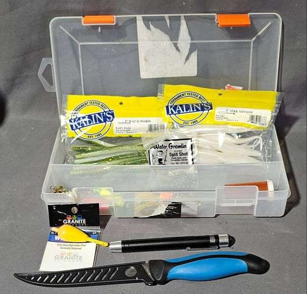 Fishing Tackle Box with Lures, Plastic Bait, Spinner Baits and Fillet ...