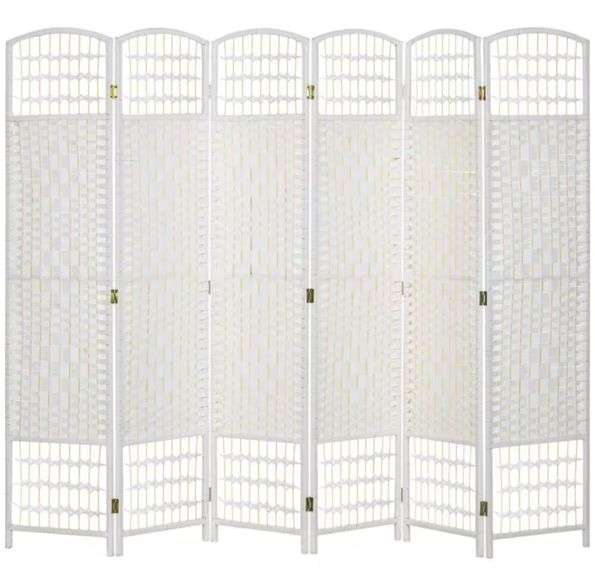HOMCOM 6-Panel Room Divider, 5.6 ft. Tall Folding Privacy Screen, Wave ...
