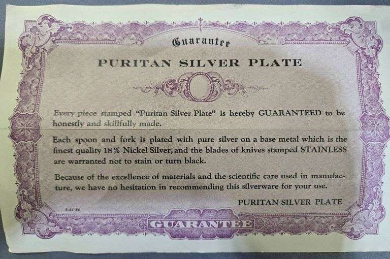 Puritan Silver Plate Flatware Set in Tarnish-Proof Case - Metzger ...