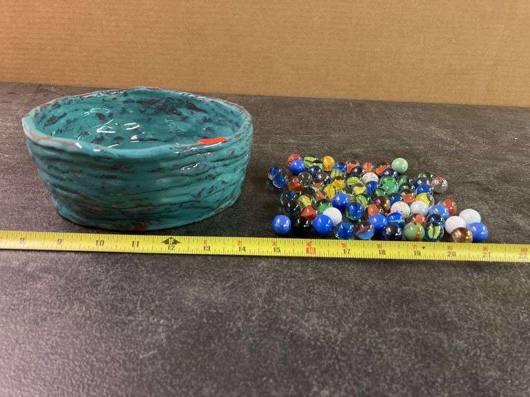 Marble Assortment and Clay Dish Signed Steve Hollar - Metzger Property ...