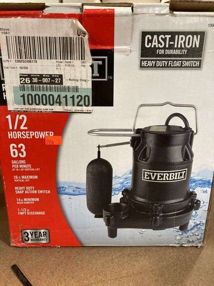 Everbilt 1/2 HP Cast Iron Submersible Sump Pump - Metzger Property Services, LLC